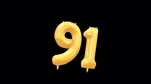 Gold Helium Balloon Number 91 Loop Stock Footage Video (100% Royalty ...