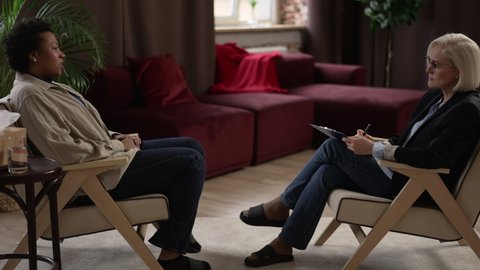 Young Female Client Telling Story Psychologist Stock Footage Video (100 ...