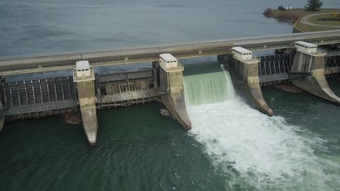 Aerial View Electrical Dam Open Water Stock Footage Video (100% Royalty ...