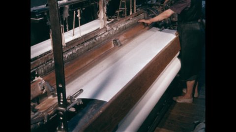 1960s Woman Operates Industrial Loom Factory Stock Footage Video (100% ...