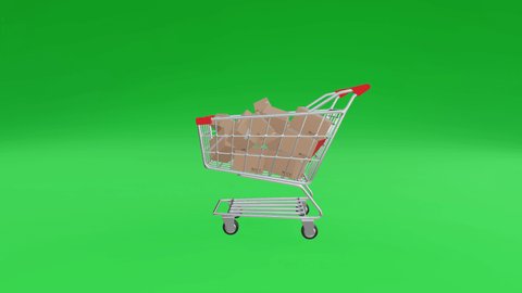 Realistic 3d Animation Shopping Cart Full Stock Footage Video (100% ...