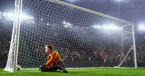 Soccer Goalkeeper Jumps Fails Catch Ball Stock Footage Video (100% ...