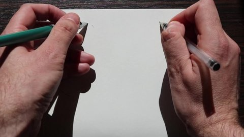 Ambidextrous Drawing Both Hands Same Time Stock Footage Video (100% ...