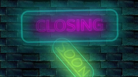 Neglected Business Closing Down Neon Sign Stock Footage Video (100% ...