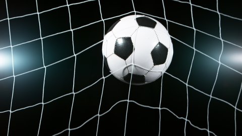 Closeup Soccer Ball Hitting Goal Net Stock Footage Video (100% Royalty ...