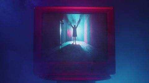 Horror Film Old Tv Screen Devil Stock Footage Video (100% Royalty-free ...