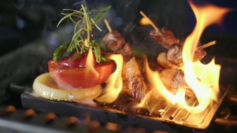 Cooking Flambe Style Dish Professional Restaurant Stock Footage Video ...