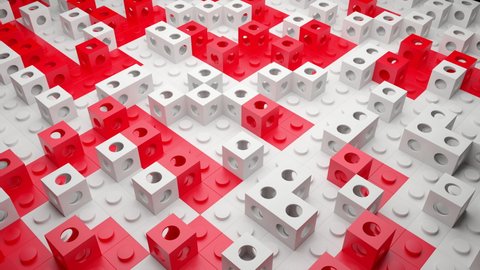 Abstract Red White Building Blocks Rolling Stock Footage Video (100% ...