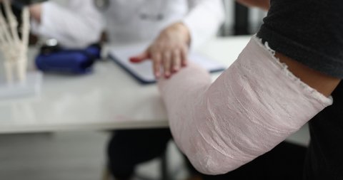 Patient Broken Arm Visits Traumatologist Examines Stock Footage Video ...