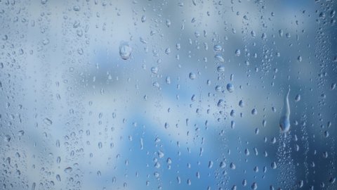 Raindrops Drip On Glass Window Rainy Stock Footage Video (100% Royalty ...