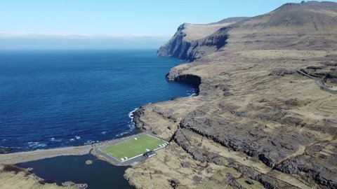 Aerial View Football Field Close Sea Stock Footage Video (100% Royalty ...