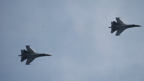 Military Fighter Jets Flying Sky Long Stock Footage Video (100% Royalty ...