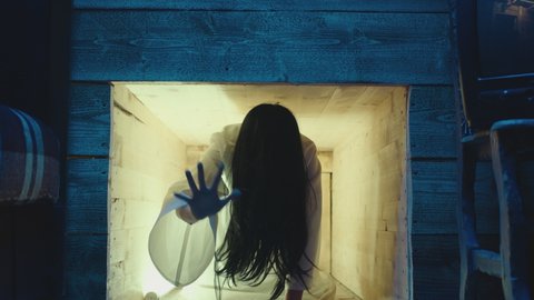 Scary Ghost Woman Crawling Walking Horror Stock Footage Video (100% ...