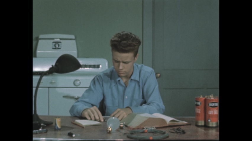 1940s teenager works on science project Stock Footage Video (100% ...