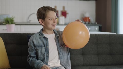 Child Playing Alone Balloon Prepared Birthday Stock Footage Video (100% ...