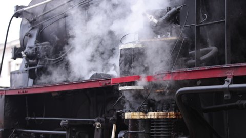 Smoke Covering Train Retro Steam Locomotive Stock Footage Video (100% ...