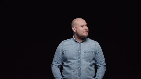 Breathless Man Beard Looks Away Smiles Stock Footage Video (100% ...