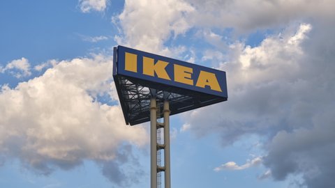 Ikea Logo Sign On Tall Pole Stock Footage Video (100% Royalty-free ...