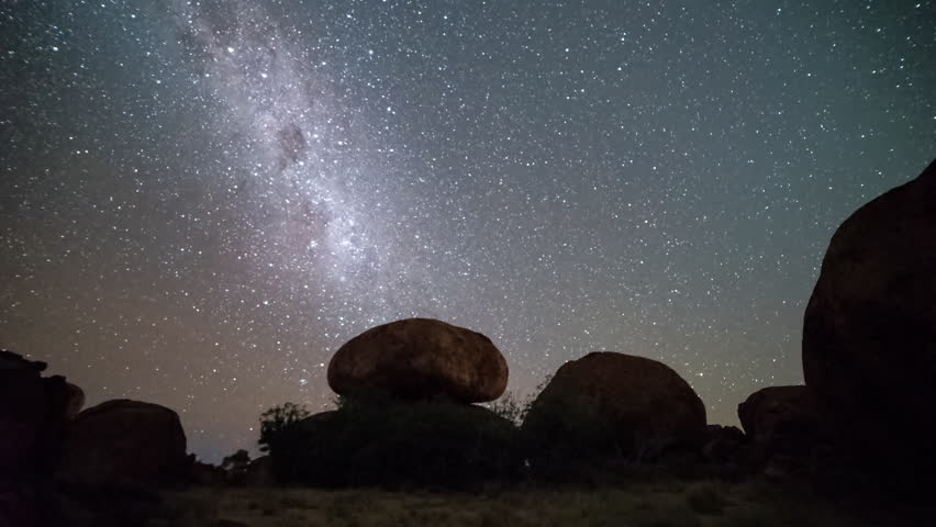 time lapse devil's marbles milky way Stock Footage Video (100% Royalty ...