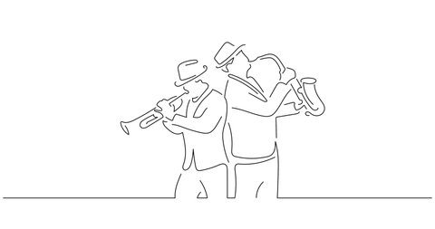 Jazz Musicians Line Art Animation Video Stock Footage Video (100% ...