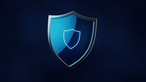 Loop Animation Glossy Shield Dark Background Stock Footage Video (100% ...