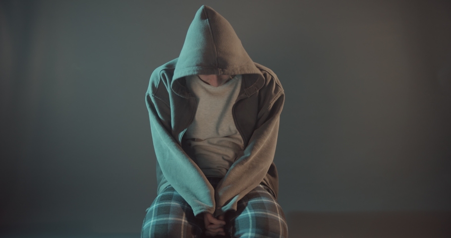 Young Depressive Boy Sitting Crying About Stock Footage Video (100% ...