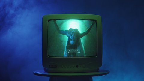 Horror Film Old Tv Screen Zombie Stock Footage Video (100% Royalty-free ...