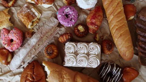 Food Loss Waste Bakery Products Sweets Stock Footage Video (100% ...