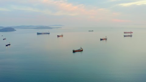 Ships Anchored Roadstead Safe Anchorage Ships Stock Footage Video (100% ...