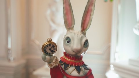 Nice Decorative Figure Rabbit Clock Hands Stock Footage Video (100% ...