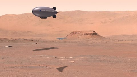 Hydrogen Zeppelin Drone Future Flying Jezero Stock Footage Video (100% ...