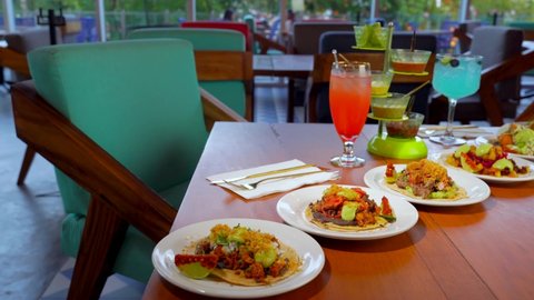 Mexican Restaurant Table Full Tacos Fish Stock Footage Video (100% ...