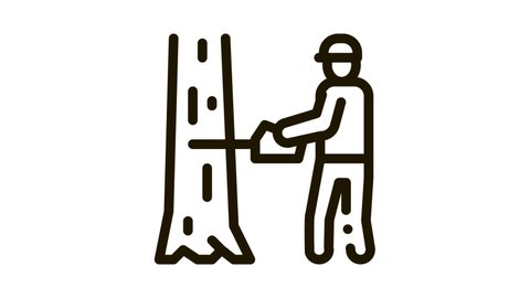 Tree Felling Worker Icon Animation Line Stock Footage Video (100% ...