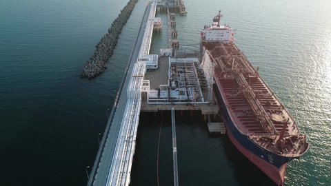 Aerial View Tanker Loading Oil Berth Stock Footage Video (100% Royalty ...