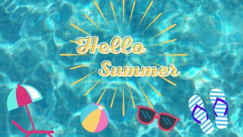 Hello Summer Animation Summer Accessories On Stock Footage Video (100% ...
