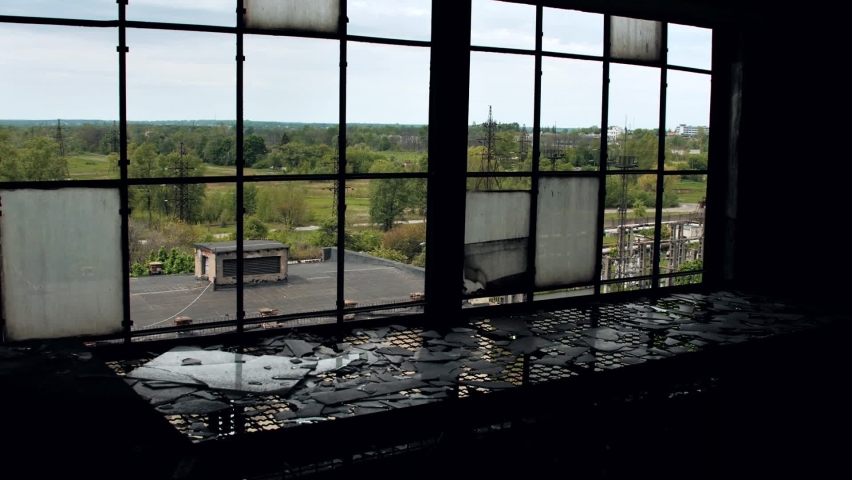 view inside abandoned building through broken Stock Footage Video (100% ...