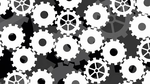 Stylized 2d Rotating Cogs Wheels Black Stock Footage Video (100% ...