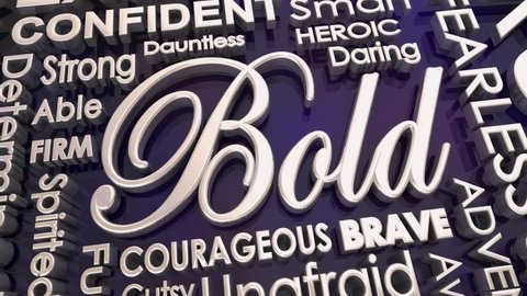 Bold Courage Bravery Fearless Word Collage Stock Footage Video (100% ...