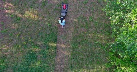 Aerial View Gardening Activity Lawn Mower Stock Footage Video (100% ...
