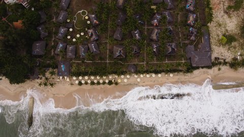 Aerial Birdseye Static Shot Beach Waves Stock Footage Video (100% ...