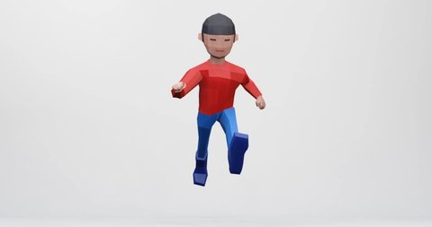3d Render Cartoon Character Running Animation Stock Footage Video (100% ...