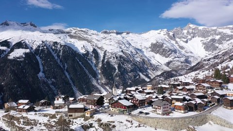 View Drone Houses Village Bellwald Mountain Stock Footage Video (100% ...