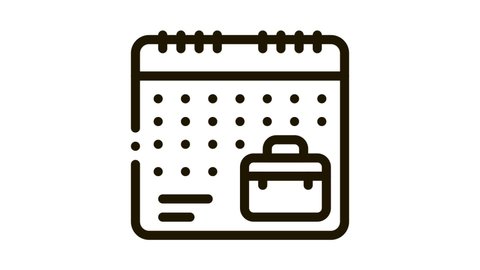 Remote Work Calendar Icon Animation Line Stock Footage Video (100% ...