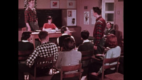1950s Boy Takes Questions Classmates Teacher Stock Footage Video (100% ...