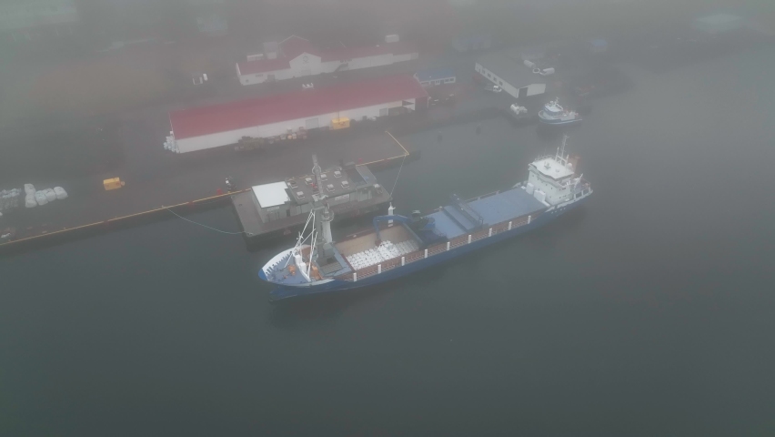 Unloading Fish Activity Cargo Ship During Stock Footage Video (100% ...