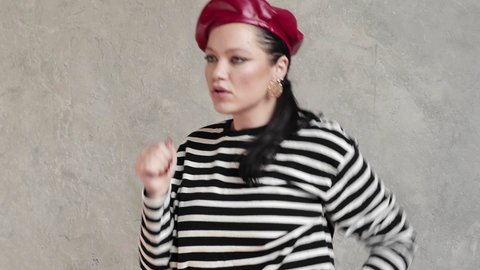 Closeup French Woman Dancing Against Wall Stock Footage Video (100% ...