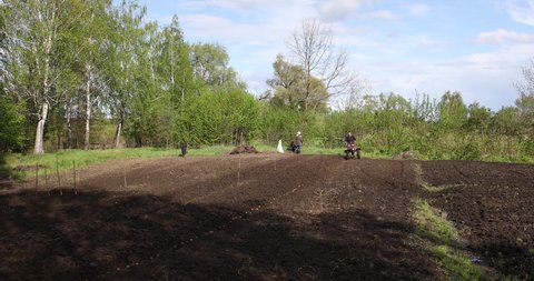 People Field Garden Tillerblock Plant Potatoes Stock Footage Video (100 ...