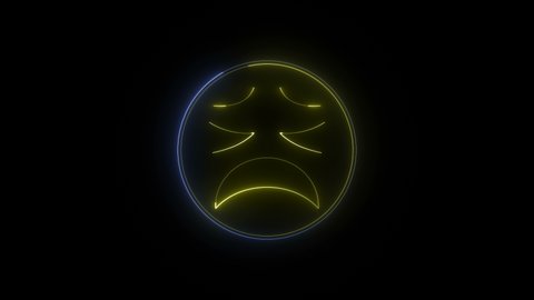 Sad Emoji Neon Background Animation Loop Stock Footage Video (100% ...