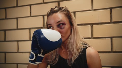 Young Boxer Girl After Fight Black Stock Footage Video (100% Royalty ...