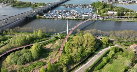 Nesciobrug Cycle Pedestrian Bridge Over Waterway Stock Footage Video ...
